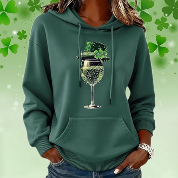 Gzbliryd St Patricks Day Sweatshirt Women Heart Hoodie Irish Holiday ...