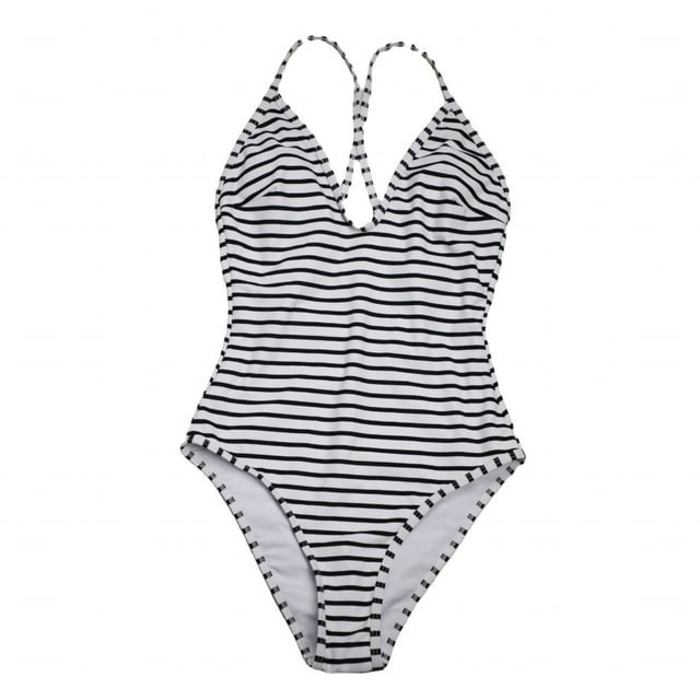Gzea Bikini Tops For Women Striped Bikini Strap Jumpsuits Swimsuit Deep