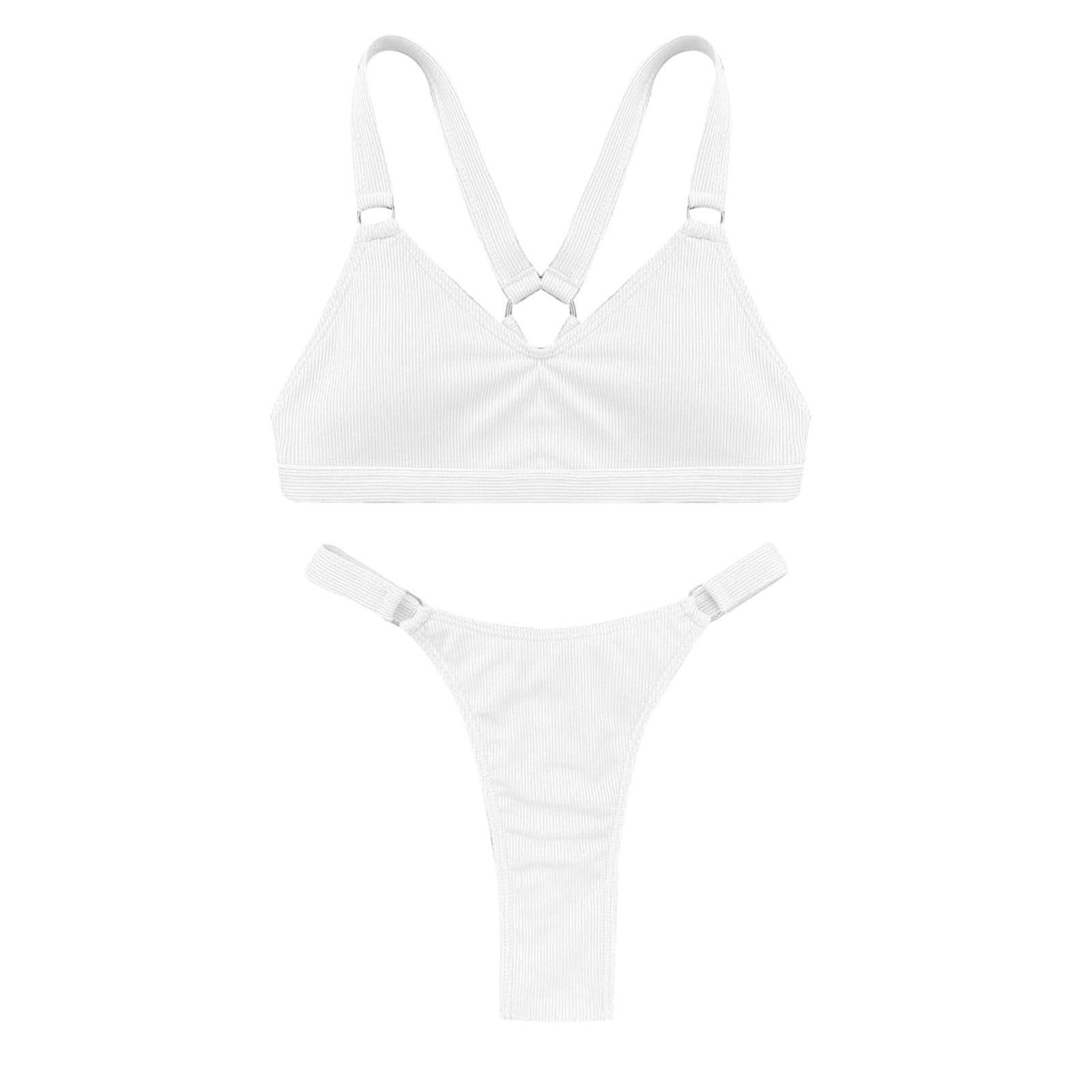 Gzea High Waisted Bikini Summer Ladies Sexy Bikini Solid Color Two