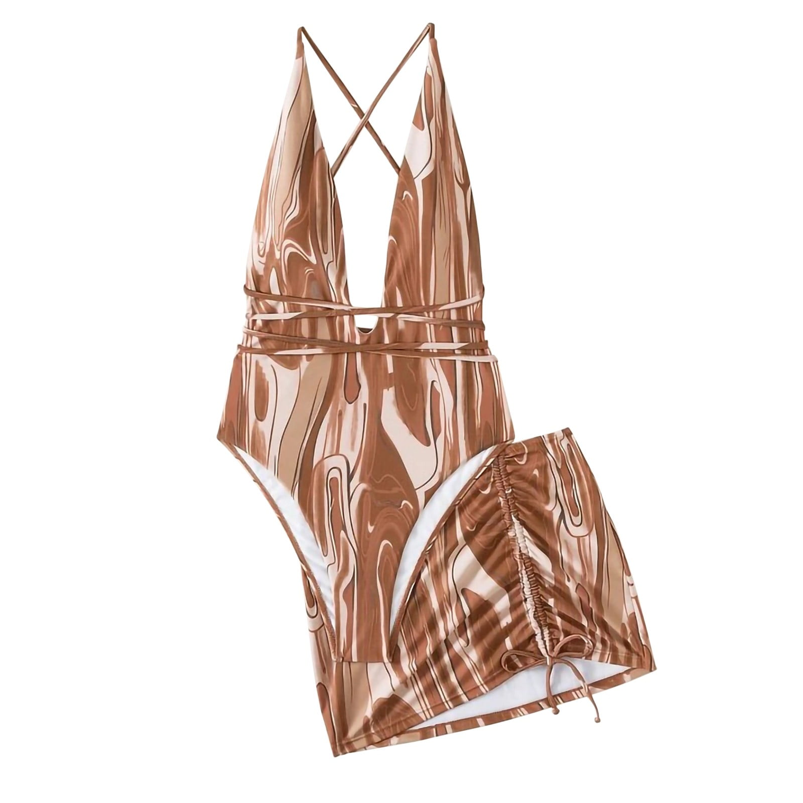 Gzea Plus Size Bikini For Women Swimsuit Set With Triangular Stripes ...