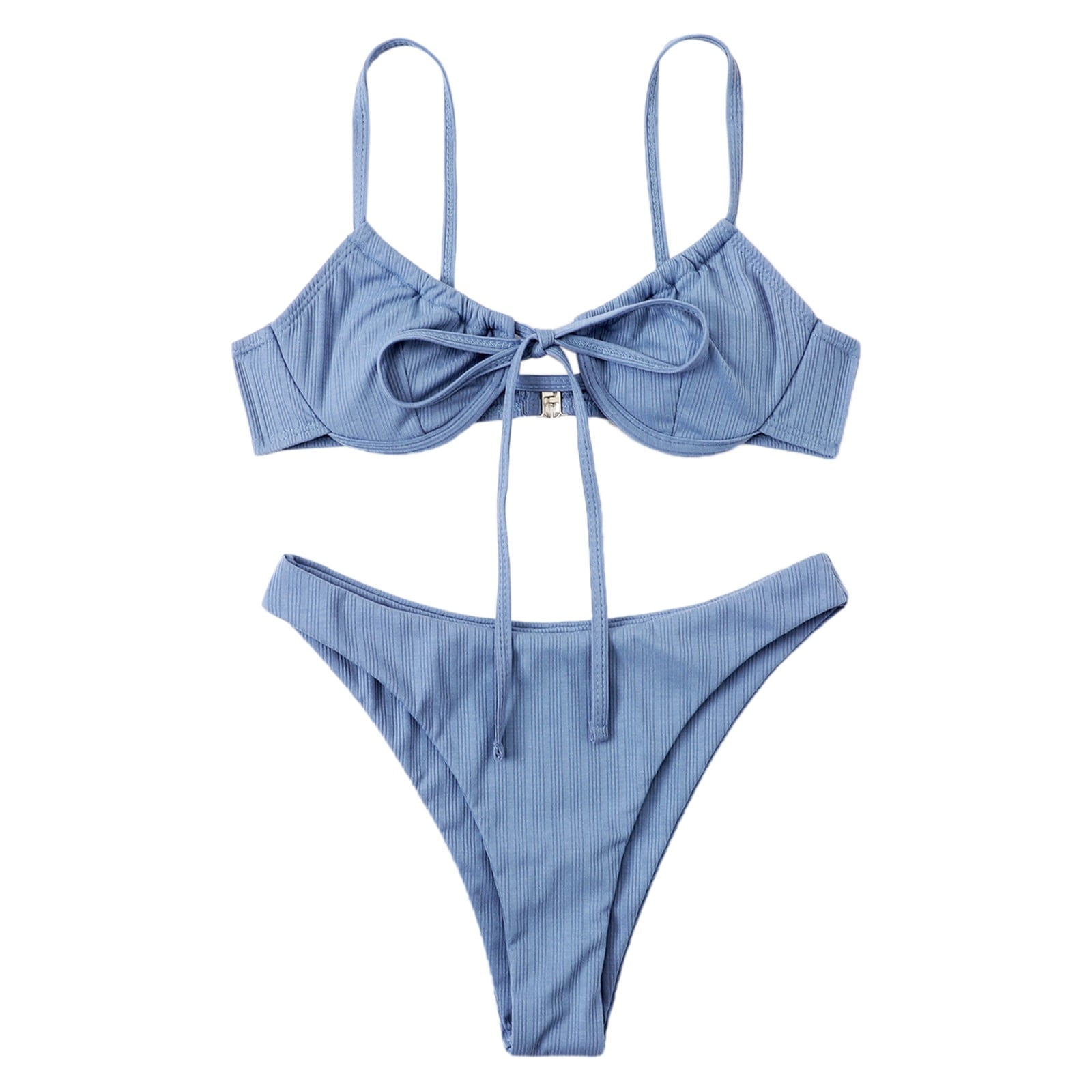 Gzea Plus Size Bikini Women Bikini Set Solid Corlor Two Piece Beach