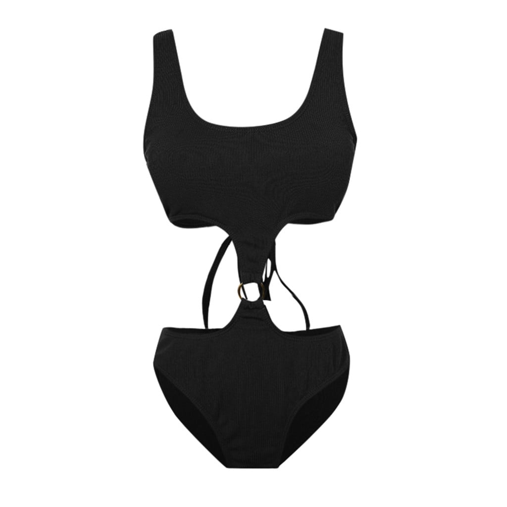 Gzea Plus Size Swimsuits Womens Bikini Solid Set Swimsuit One Piece