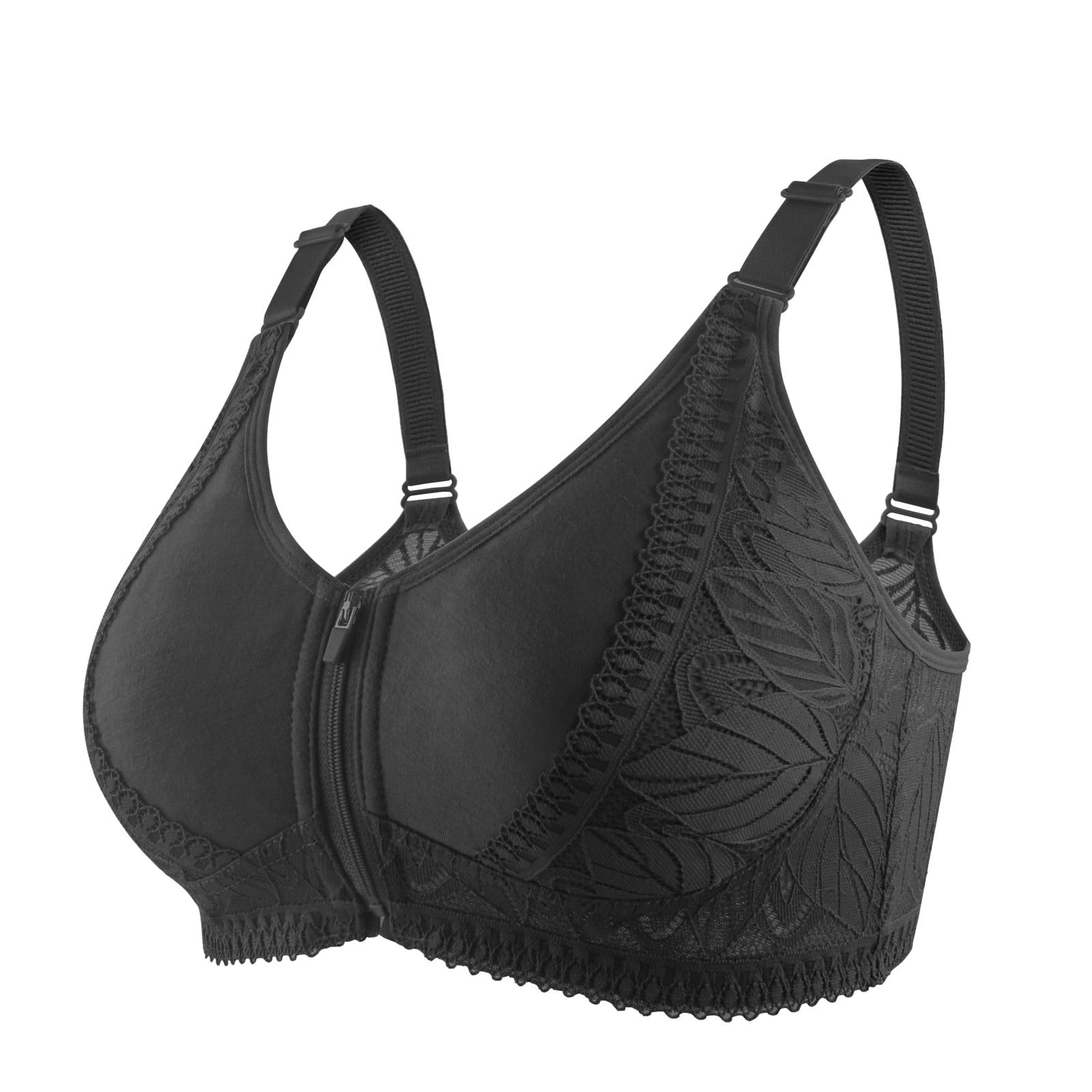 Gzea Seamless Bras Women Sexy Lace Front Zipper Underwear Without Rims Vest Lace Plus Size Bra