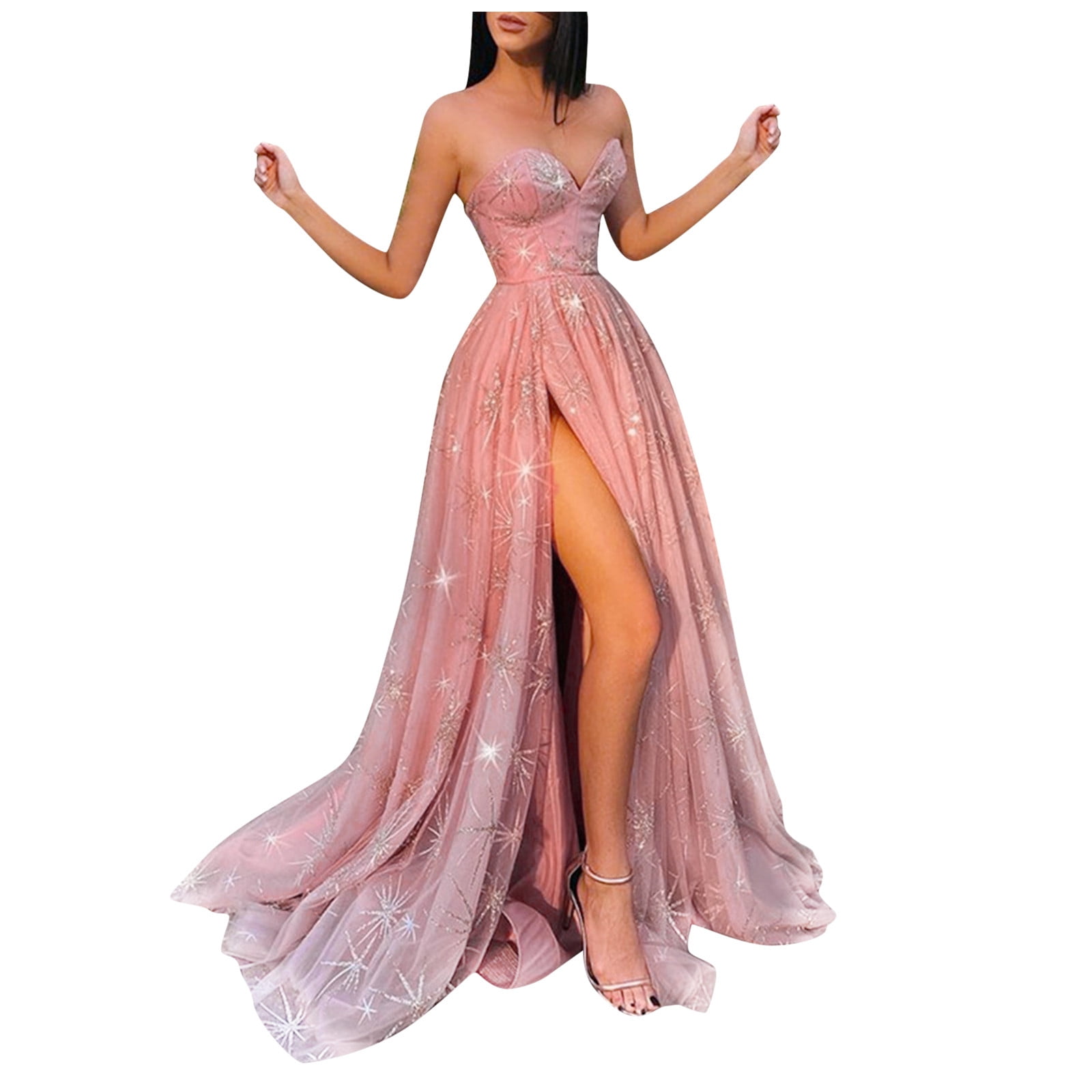 Gzea Sexy Plus Size Dresses Women Formal Prom Party Ball Gown Sexy Sleeveless Backless Long