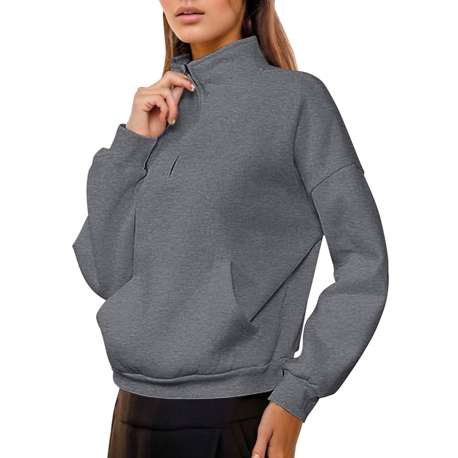 Gzea Sweatshirt For Womens Oversized Half Zip Pullover Long Sleeve