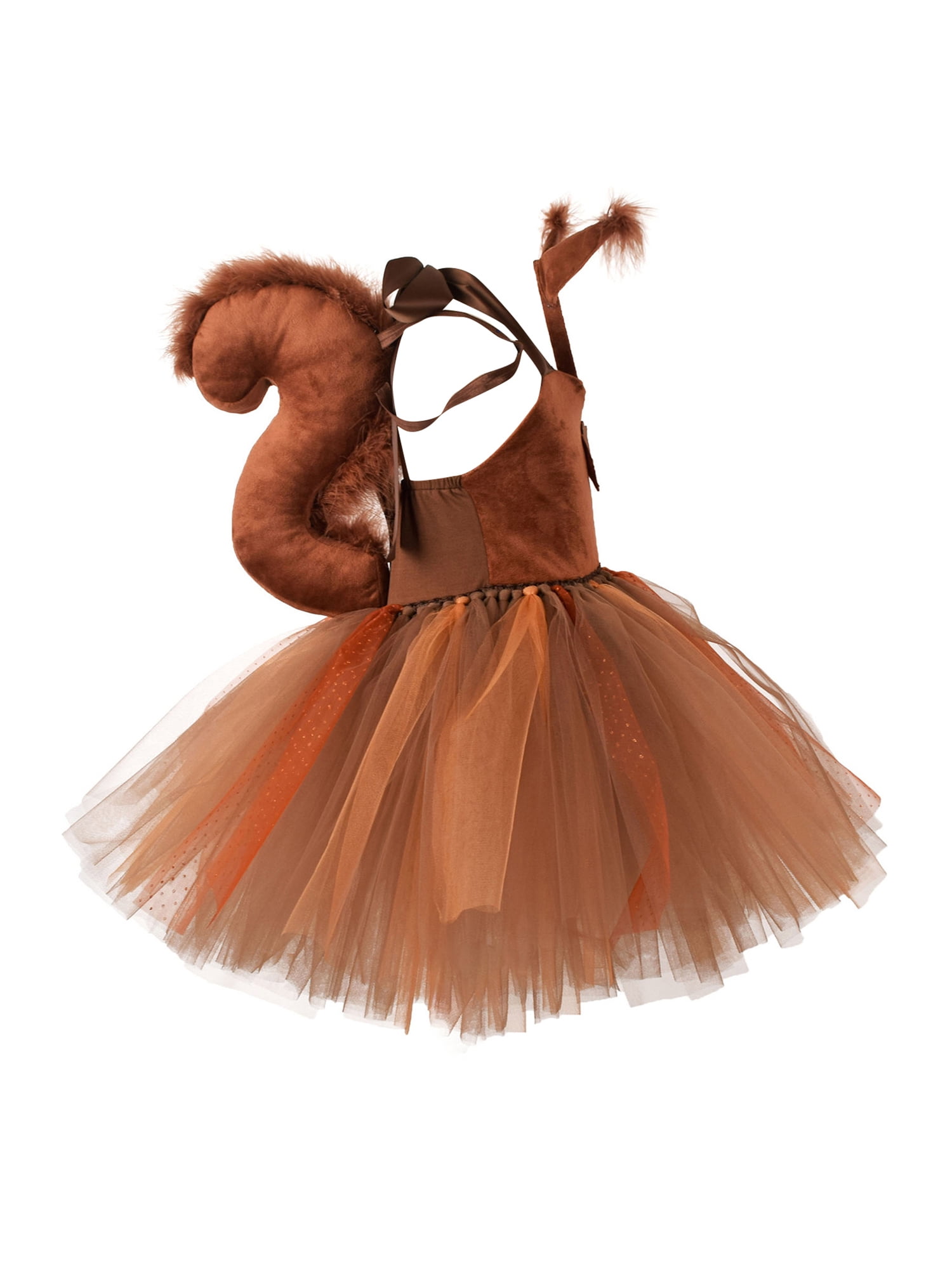 Gzhioc 12M-12T Kid Girl Squirrel Costume, Sleeveless Tulle Patchwork ...