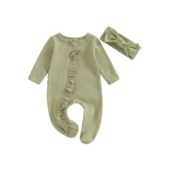 Gzhioc Infant Baby Girl Spring Fall Rompers 0 3 6 12 Months Solid Color ...