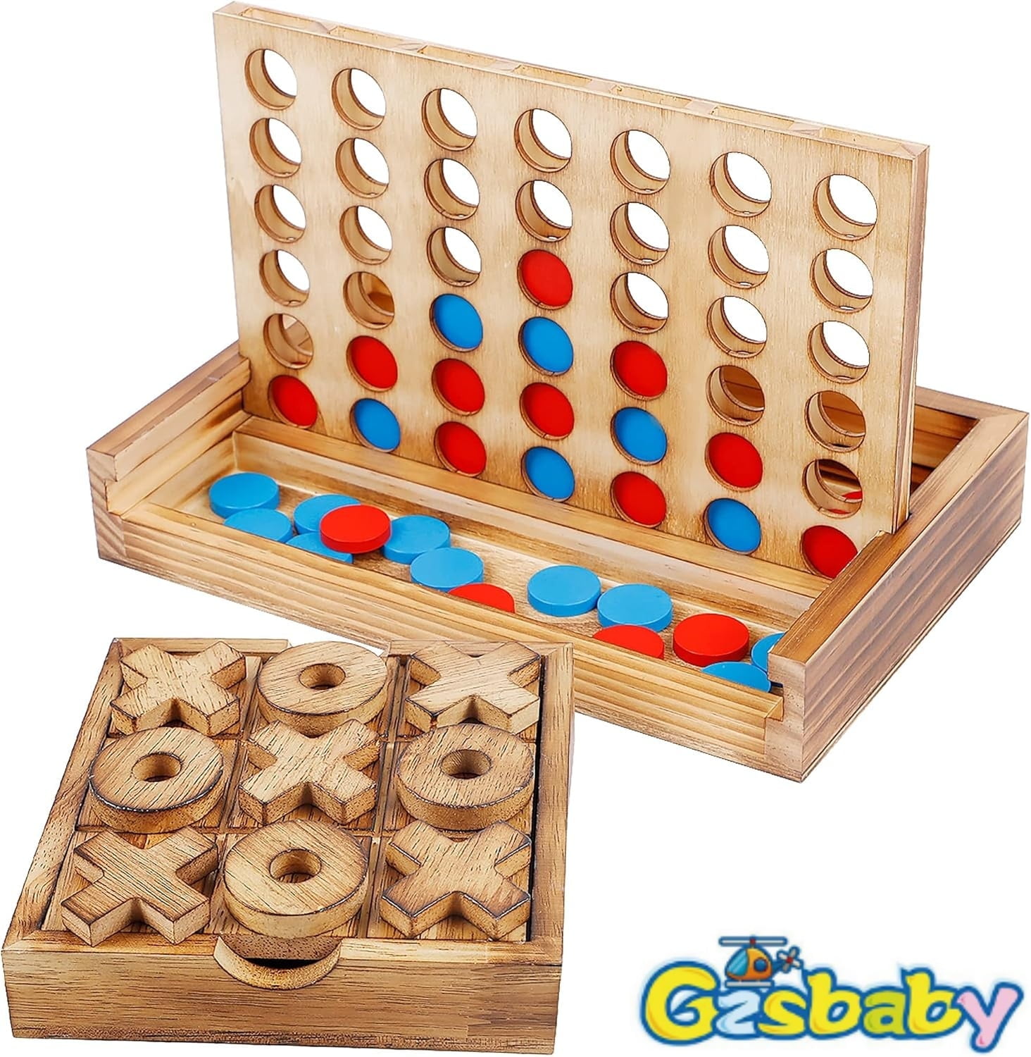 Gzsbaby Tic Tac Toe & 4 in a Row Tables Game Set, Classic Board Line Up ...