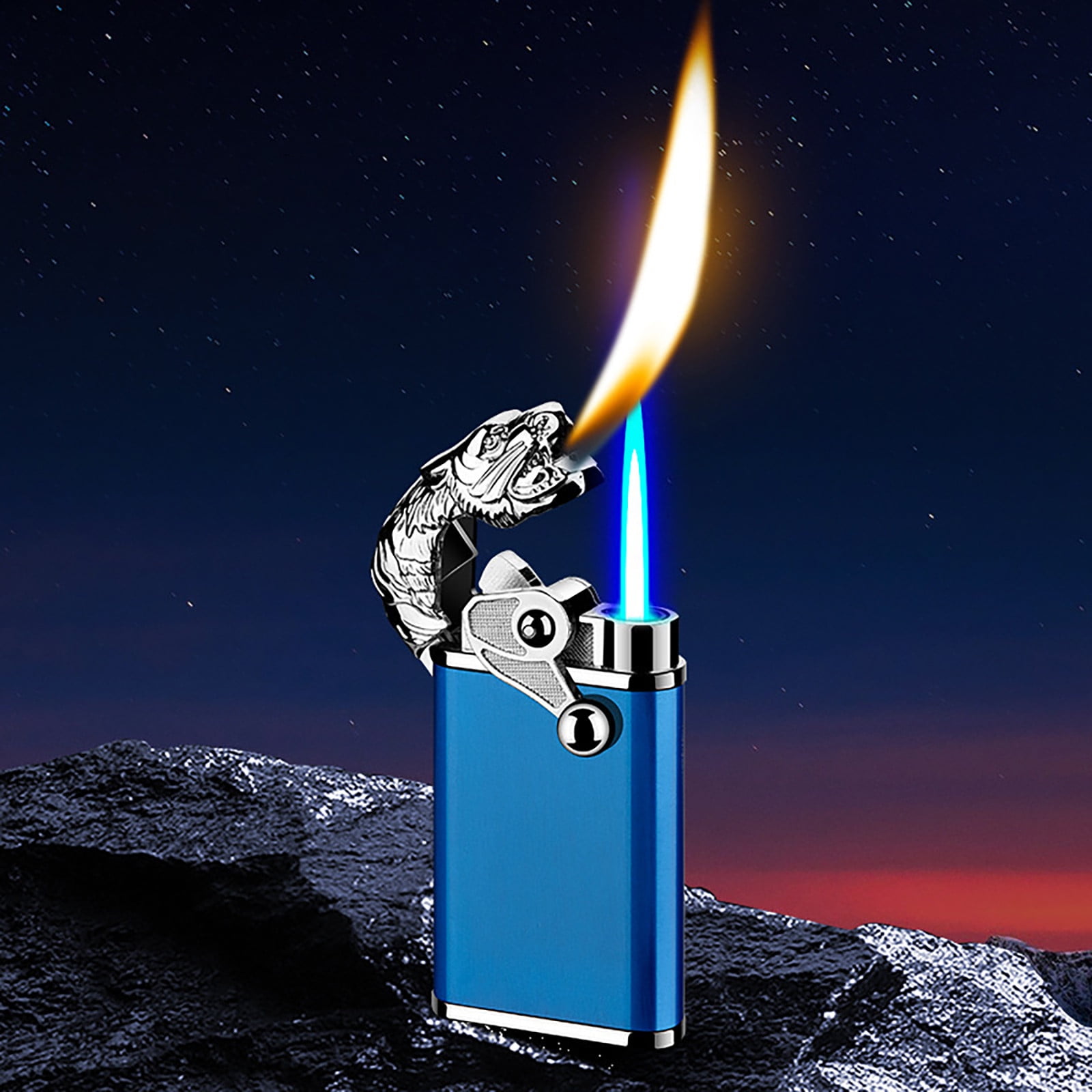 Gzwccvsn Double Flame Lighters, Adjustable Windproof Refillable Butane Torch Lighter - Walmart.com