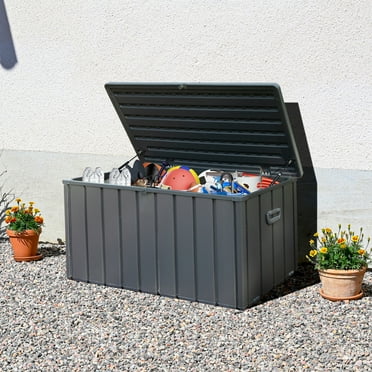 Rugerasy 200 Gallon Steel Deck Box Lockable,Large Storage Container ...