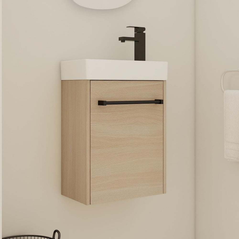 Gzxs 16" Small Bathroom Vanity Set with Ceramic Sink, Wall Mounted ...