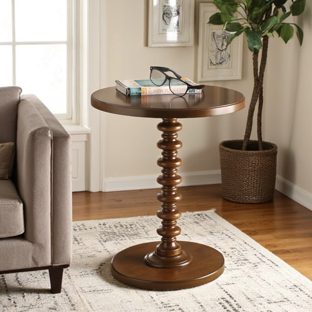Gzxs 17" Traditional Round End Table for Living Room, Classic Display ...