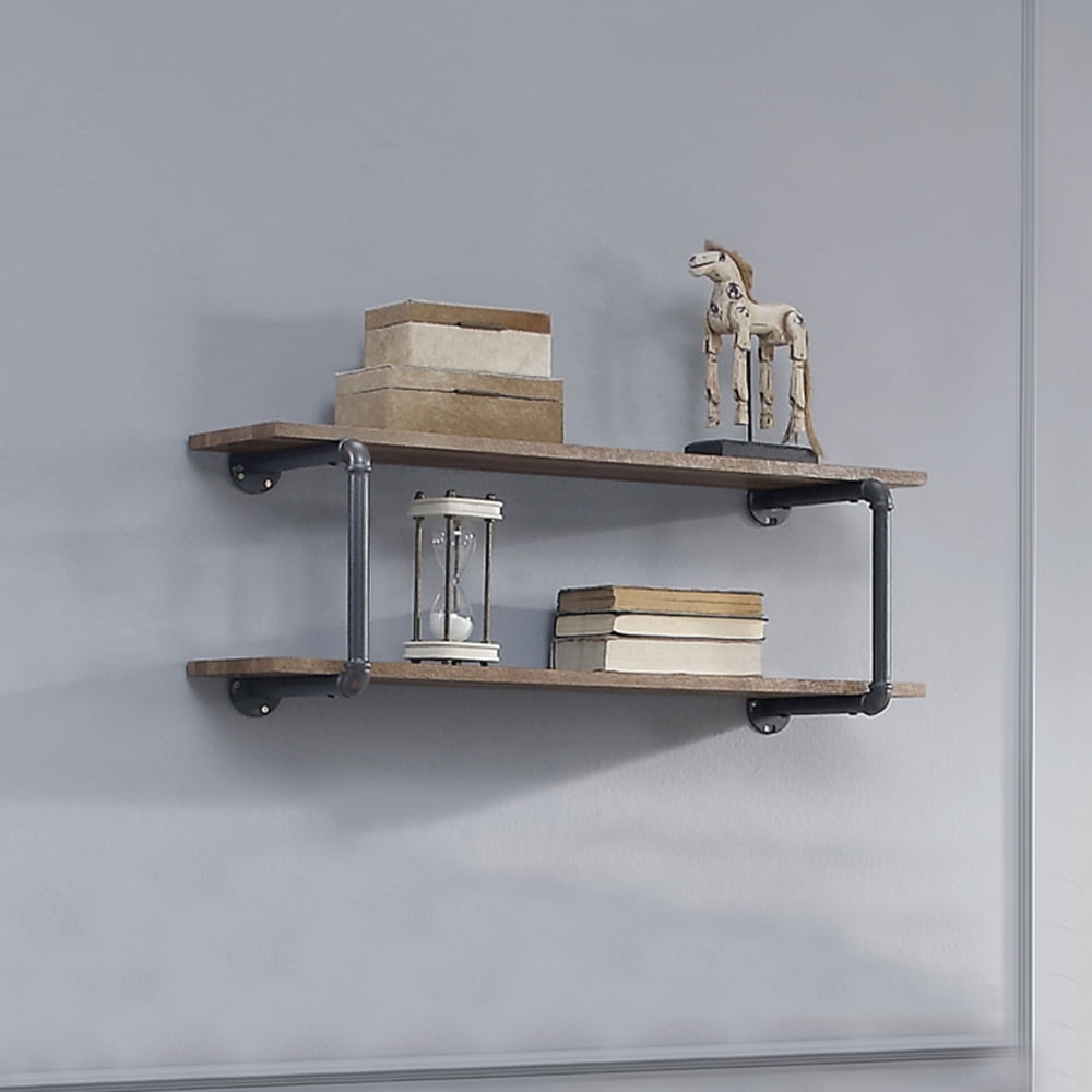 Gzxs 2-Tier Industrial Storage Shelf, Wall Mounted Design with Pipe ...