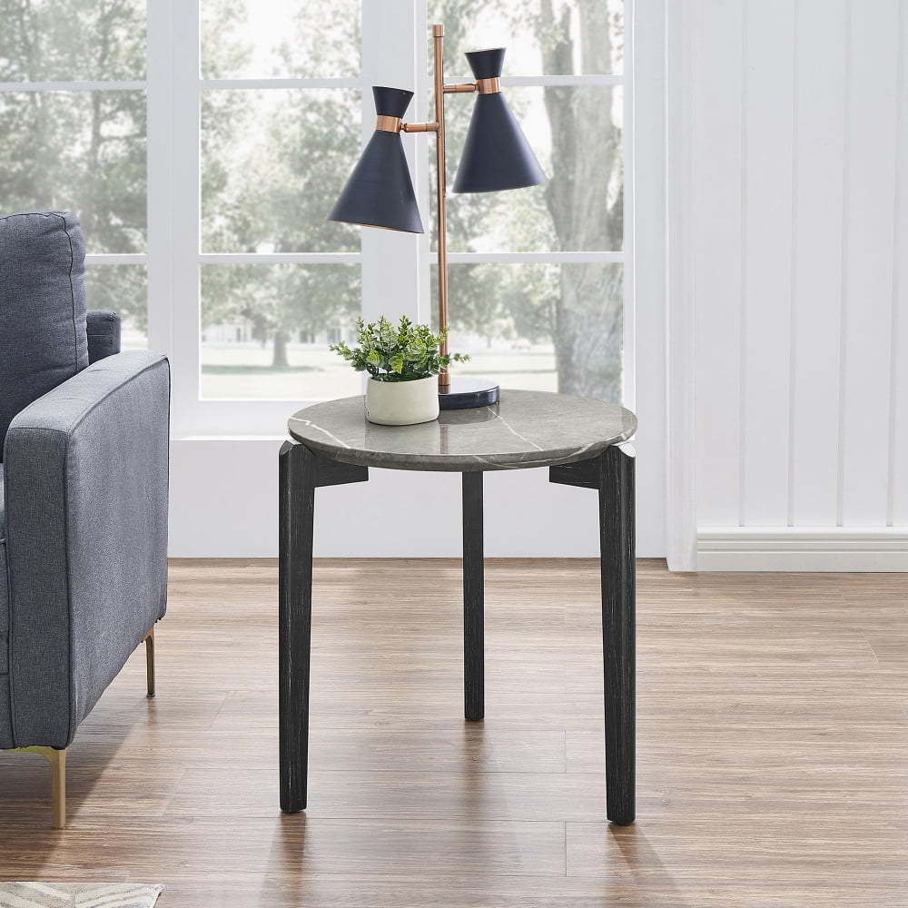 Gzxs 24-Inch Round Side Table, Wooden Small End Table for Living Room ...