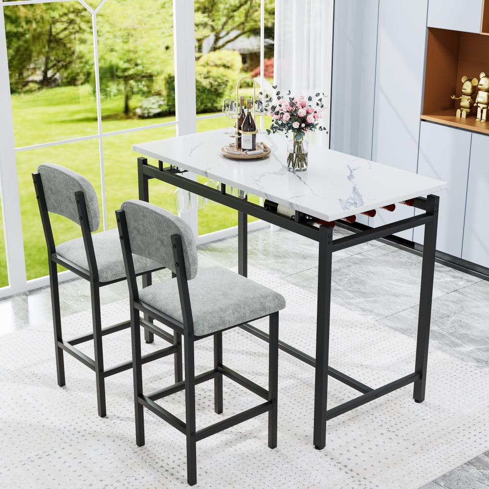 Gzxs 3 Piece Bar Table Set, Counter Height Rectangular Table with 2 ...