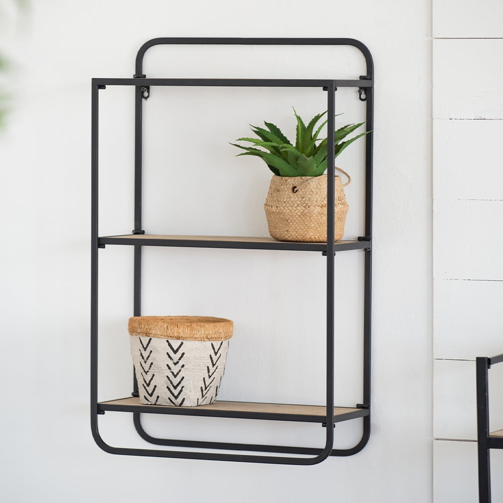 Gzxs 3 Tier Floating Wall Shelf, Industrial Wooden Hanging Shelf with ...