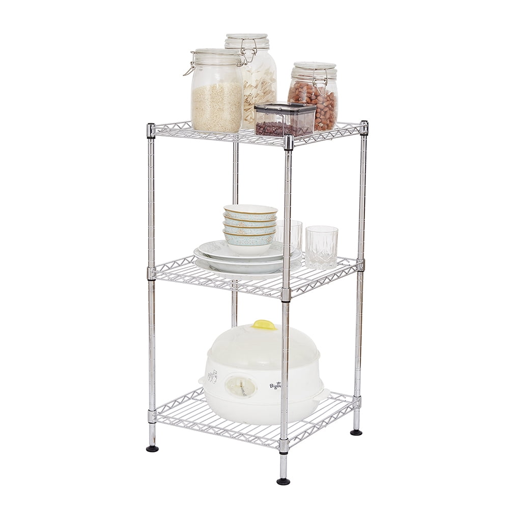 Gzxs 3-Tier Metal Storage Shelf Freestanding Bathroom Rack, Silver ...