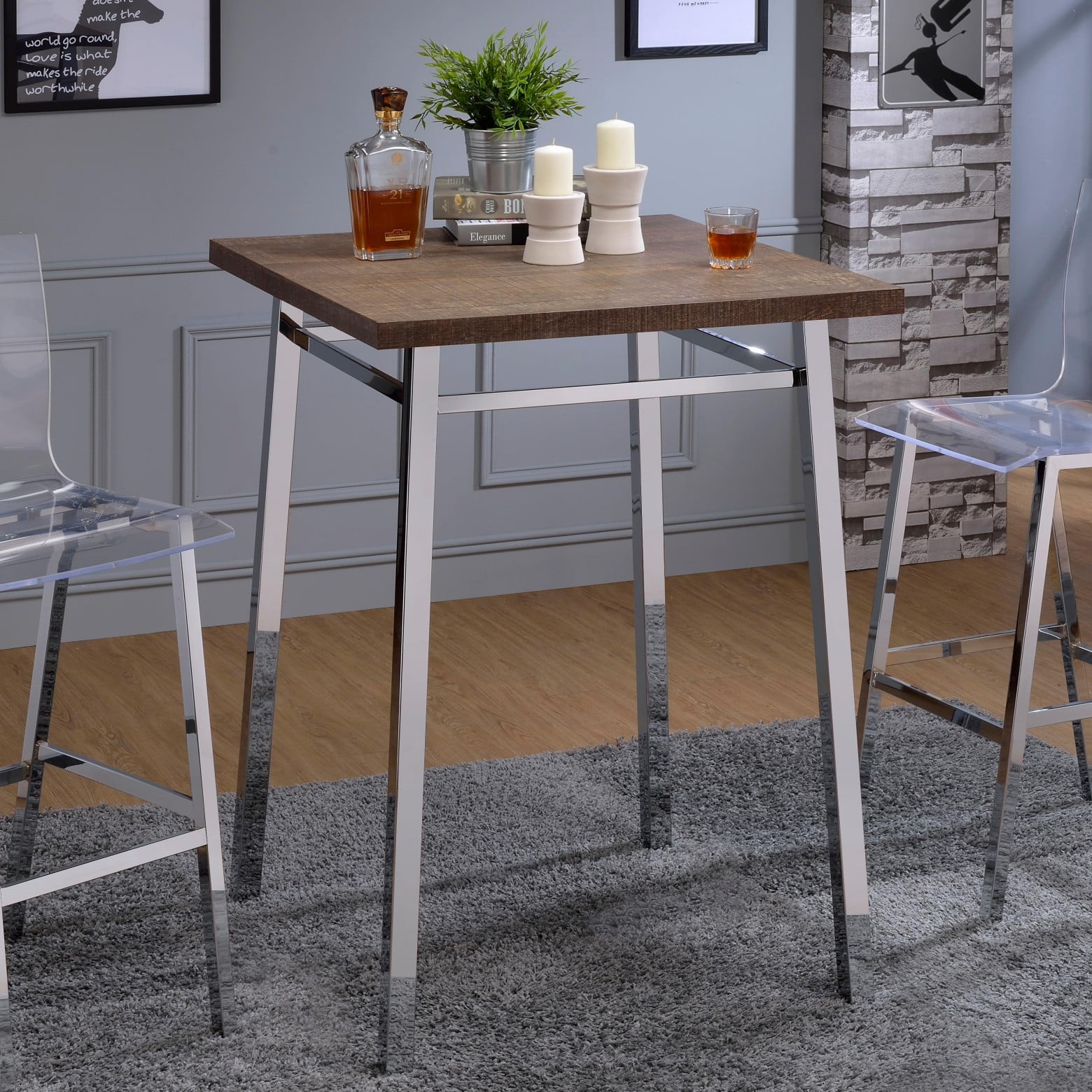Gzxs 30" Square Bar Table, Kitchen Dining Table, Industrial Counter ...
