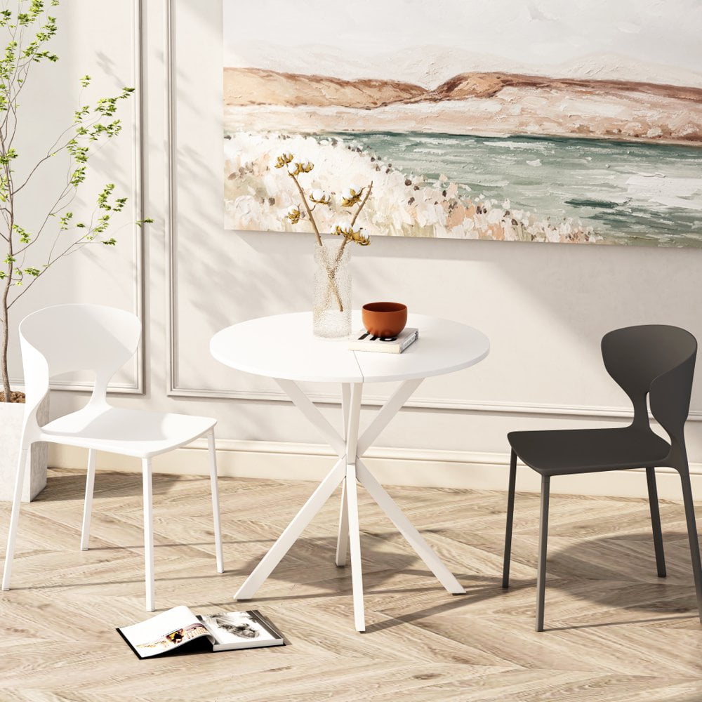 Gzxs 31.5 Inch Round Contemporary Dining Table in White, Detachable ...