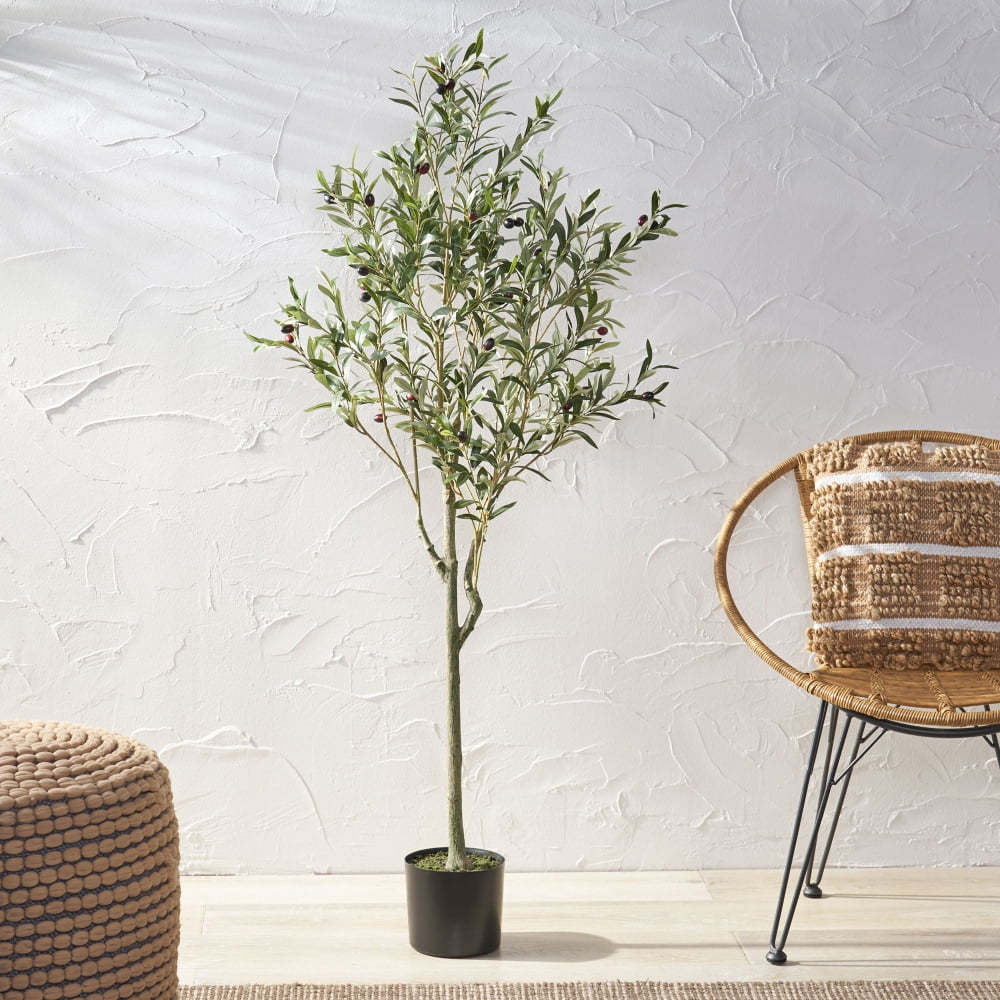 Gzxs 4.9ft Faux Olive Tree, Artificial Olive Trees Indoor with Natural ...