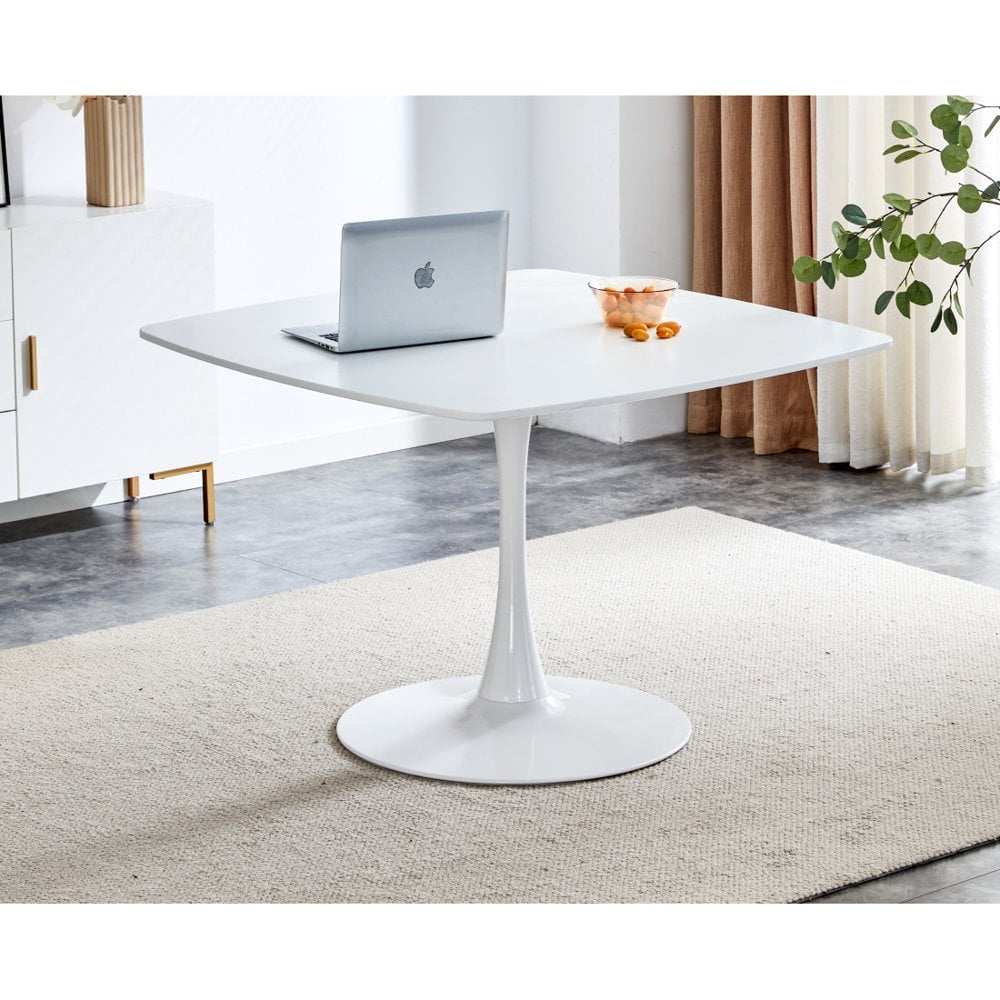 Gzxs 42 inch White Square Pedestal Table for 4-6 Person, Mid Century ...