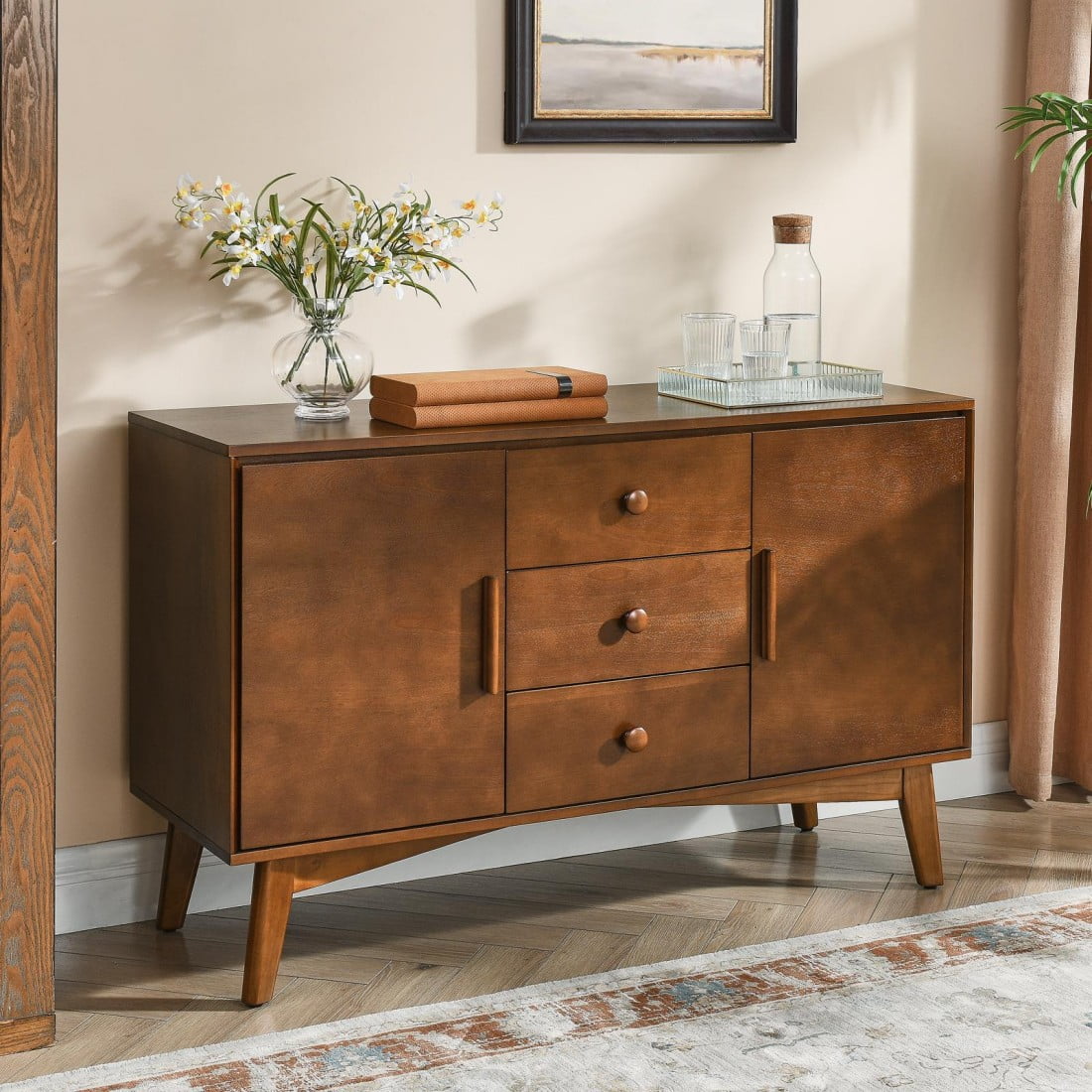 Gzxs 47.25" Sideboard, Vintage Buffet Cabinet with 2 Doors and 3 ...