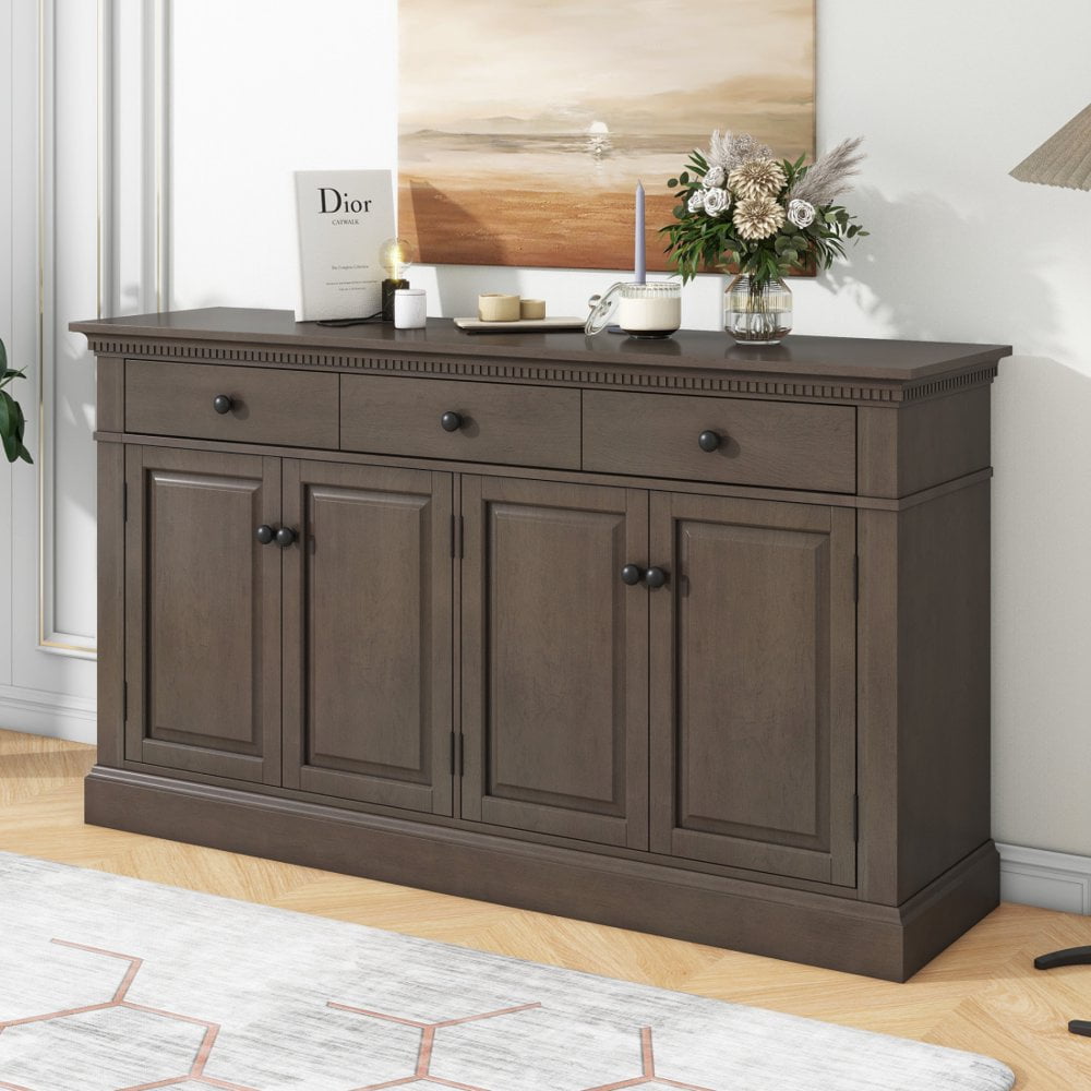 Gzxs 60" Large Buffet Sideboard with 4 Doors and 3 Drawers, Retro-Style ...