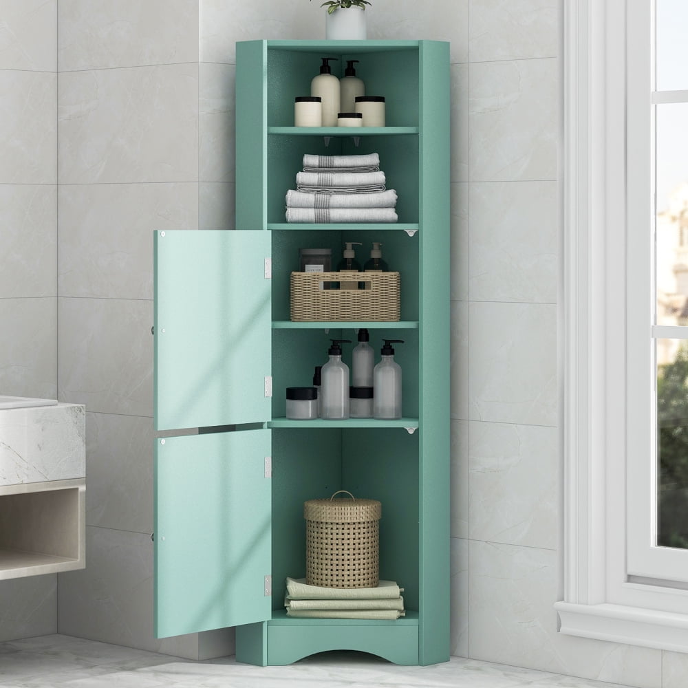 Gzxs 61" Freestanding Corner Cabinet with 2 Doors, Adjustable Shelves ...