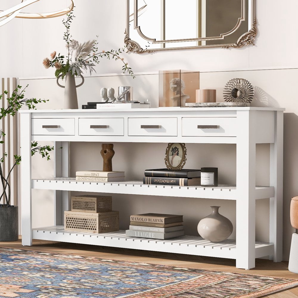 Gzxs 62.2 Inch Narrow Console Table with Storage, Sofa Table Behind ...