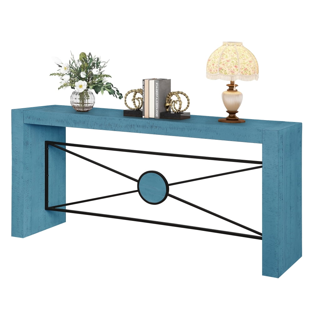 Gzxs 64 inch Long Console Table, Rustic Wood Sofa Table Behind Couch ...