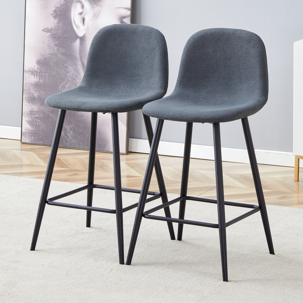 Gzxs Counter Height Bar Stools Set of 2, 24.6" Upholstered Linen Fabric ...