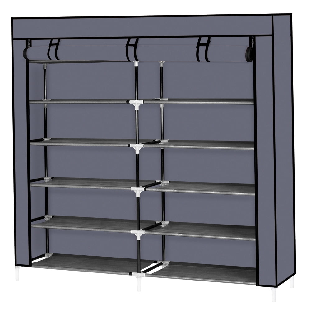 Gzxs Double Row Shoe Rack Storage Organizer with Big Capacity, 7-Tier ...