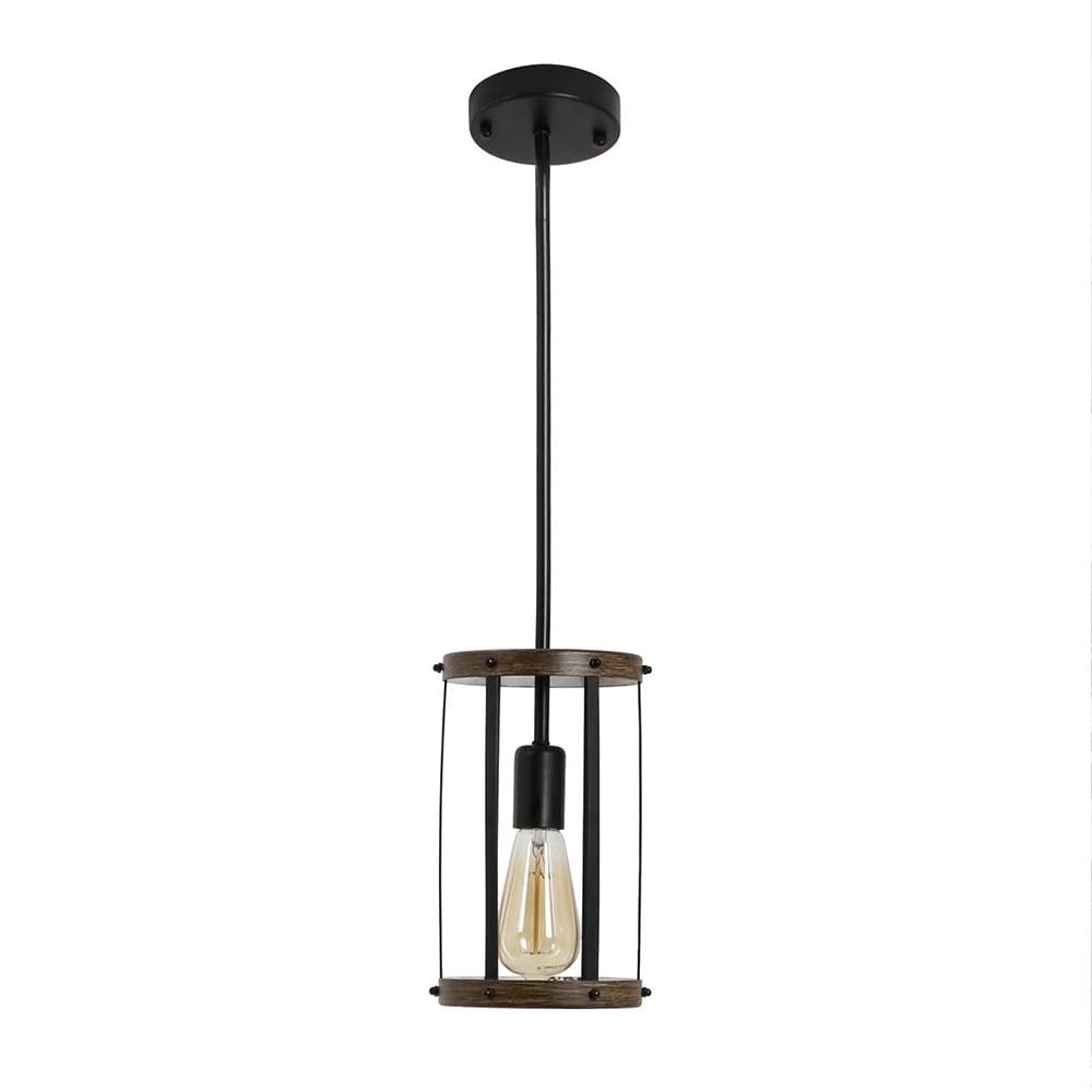 Gzxs Farmhouse Pendant Light, Metal Hanging Light Fixture with Wooden ...