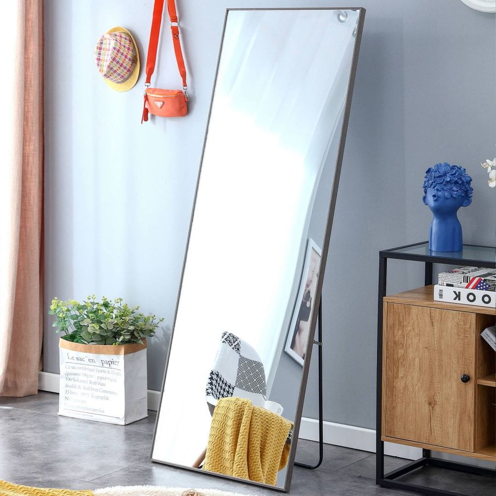 Gzxs Full Length Mirror with Stand 65"x23", Rustic Wooden Frame Floor ...