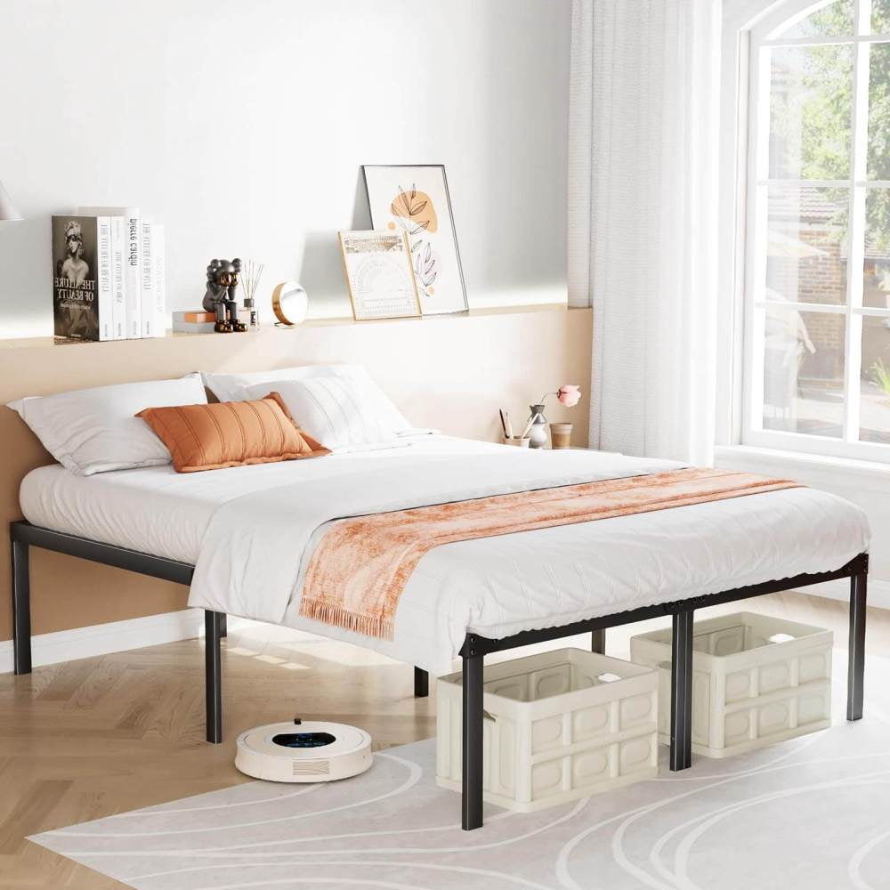 Gzxs Full Size Metal Bed Frame, Simple Metal Platform Bed w/ Storage ...