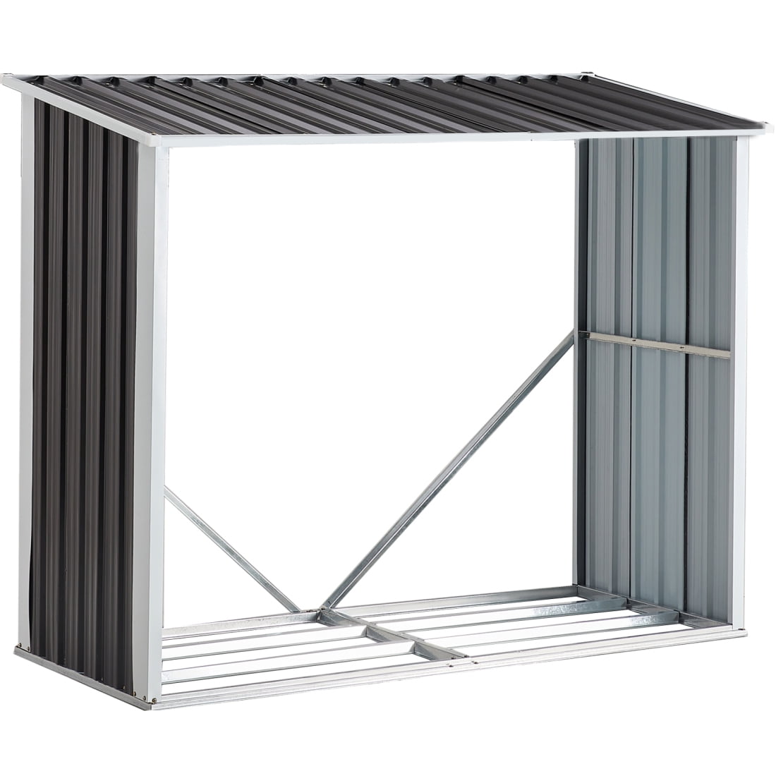 Gzxs Garden Log Storage Shed in Galvanized Steel - Weather-Resistant ...