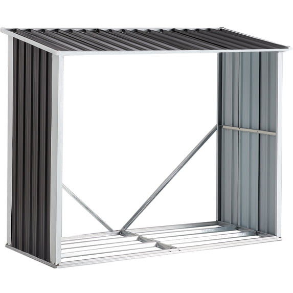 Gzxs Garden Log Storage Shed in Galvanized Steel - Weather-Resistant ...