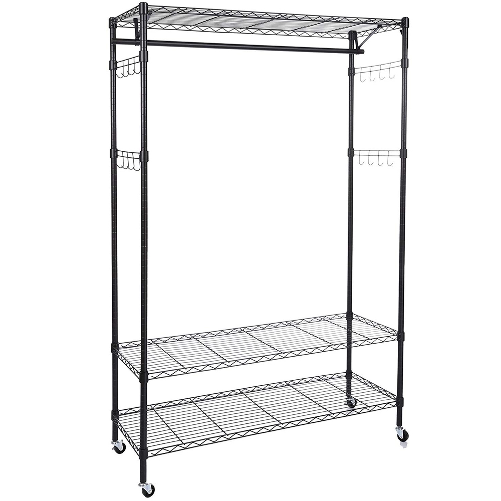 Gzxs Garment Rack, Heavy Duty Metal Wire Shelving Moveable Clothing ...