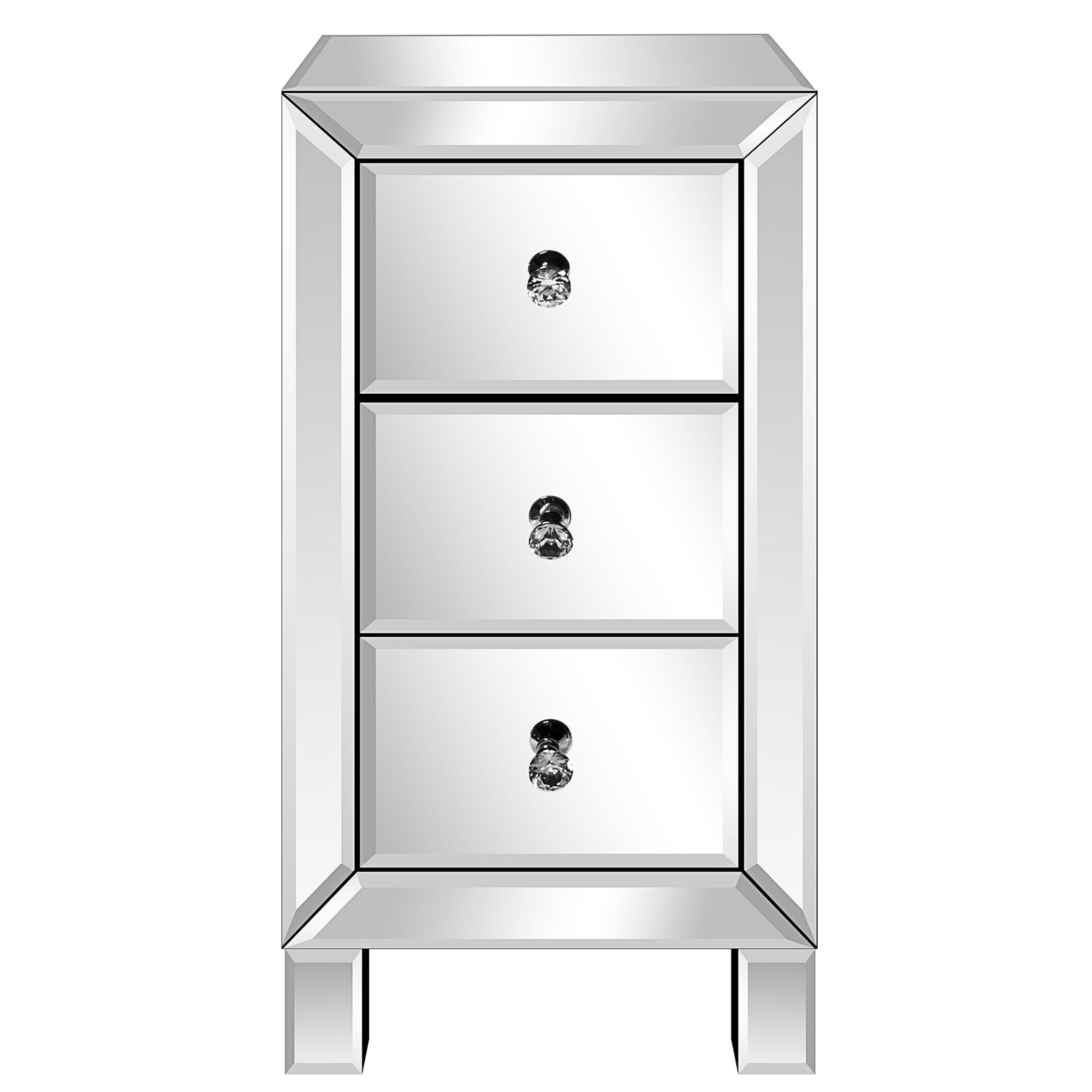 Gzxs Mirrored Nightstand with 3 Drawers for Bedroom Living Room, 11.81 ...