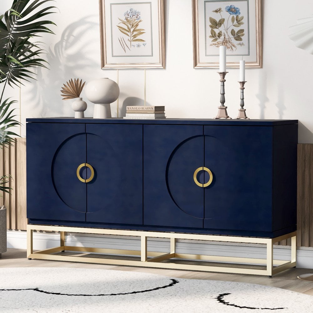 Gzxs Modern Buffet Sideboard, 4-Doors Accent Storage Cabinet, Kitchen ...