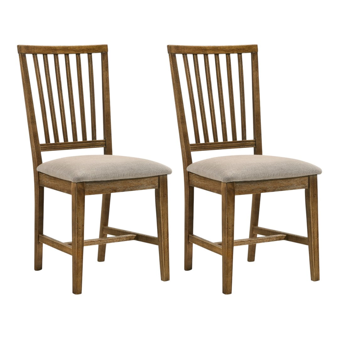 Gzxs Modern Farmhouse Dining Room Chairs in Weathered Oak Finish, 2 ...