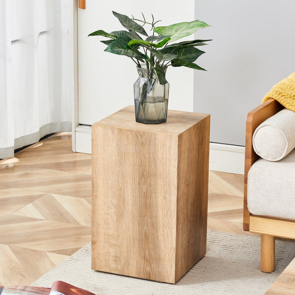 Gzxs Modern Farmhouse Slim Side Table, Natural Wood Finished Couch Side ...