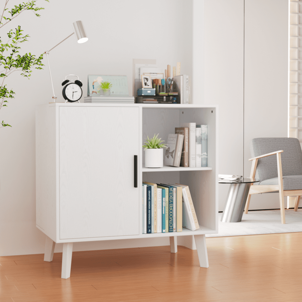 Gzxs Modern Sideboard, White Small Accent Cabinet with Adjustable Shelf ...