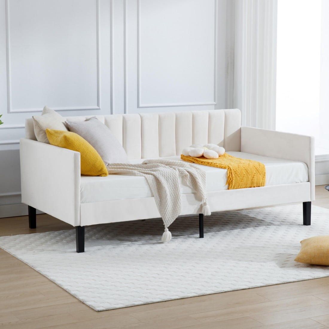 Gzxs Modern Velvet Upholstered Daybed, Twin Size Comfortable Sofa Bed ...