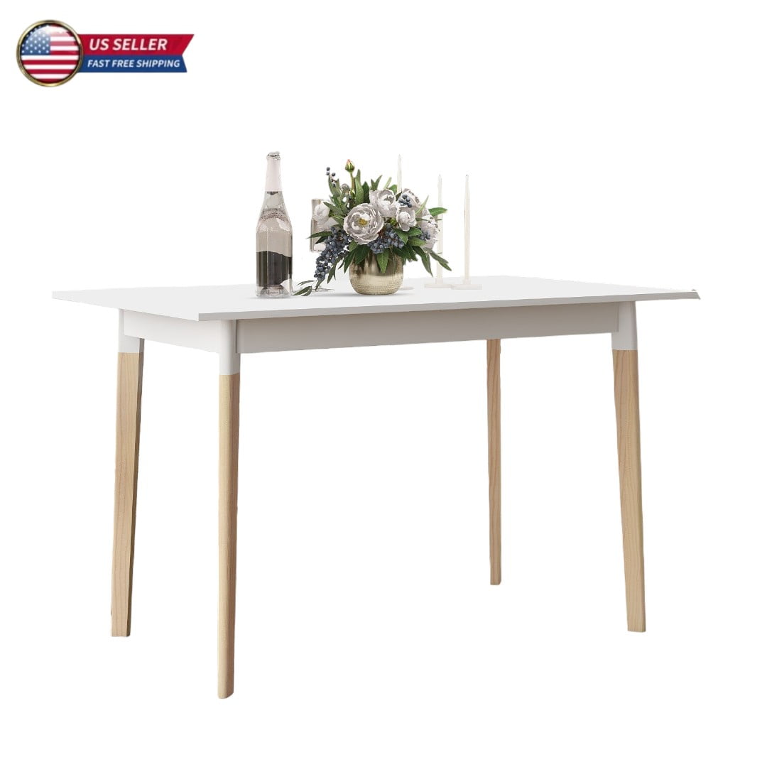 Gzxs Modern 47-Inch Dining Table, White Rectangular Kitchen Table with ...