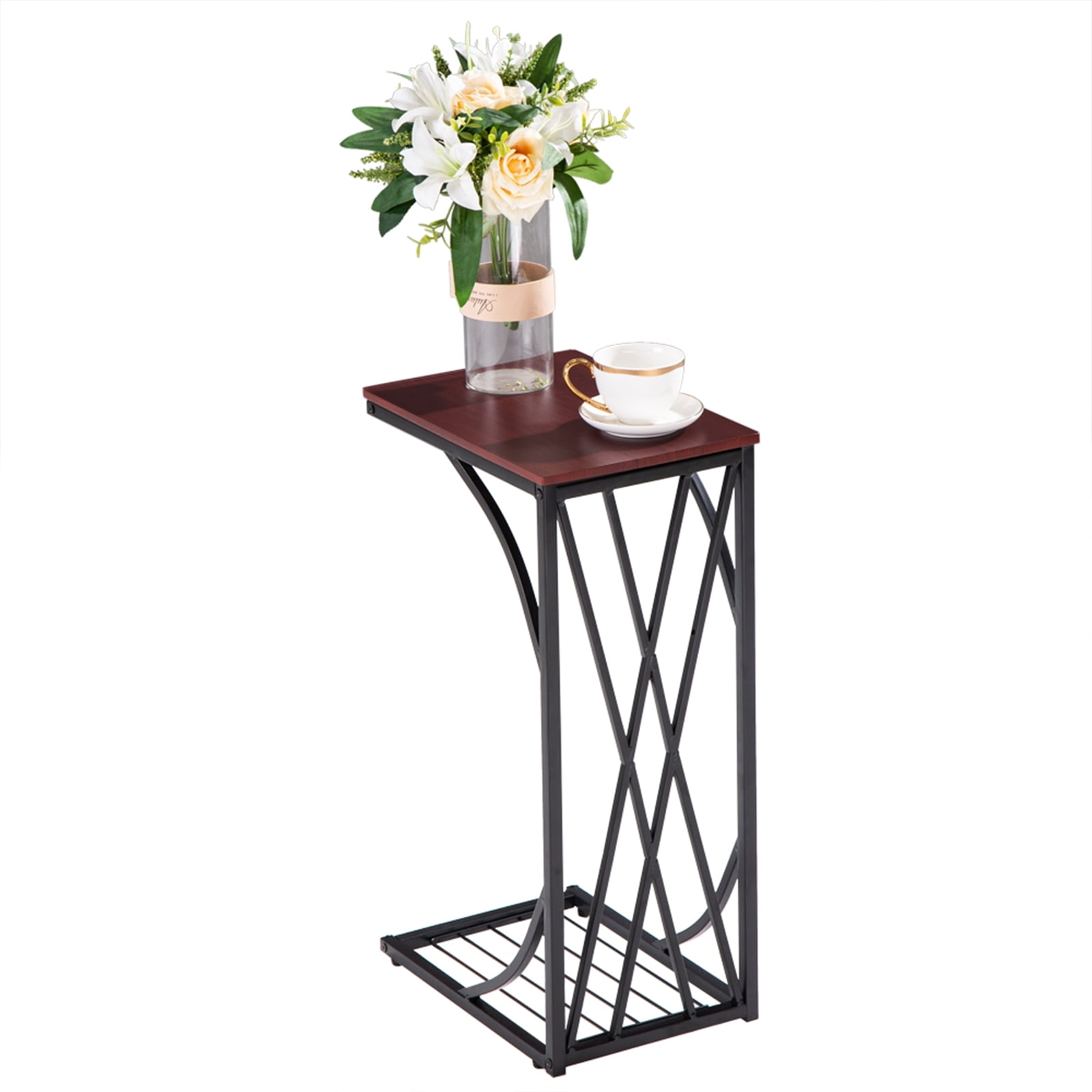 Gzxs Narrow End Table | Metal C Shaped Sofa Side Table with Metal Frame ...