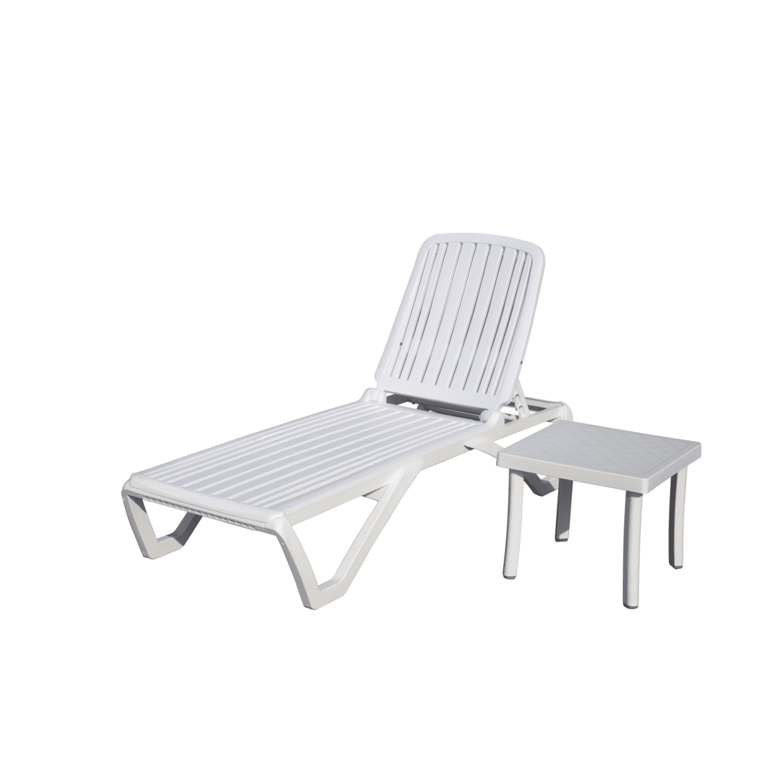 Gzxs Outdoor Chaise Lounge with 18" Square Side Table, Poolside Plastic ...