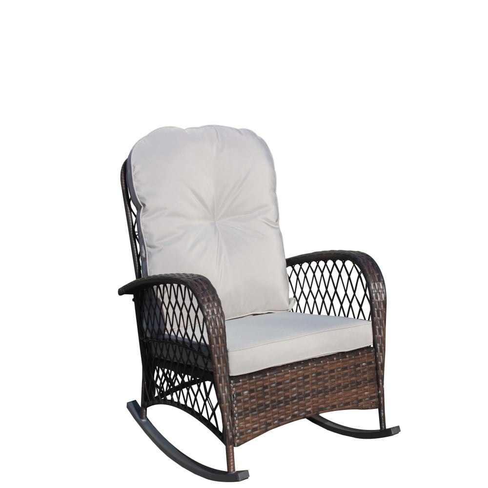 Gzxs Patio Rocking Chair, Outdoor Porch Rocker with Seat & Back ...