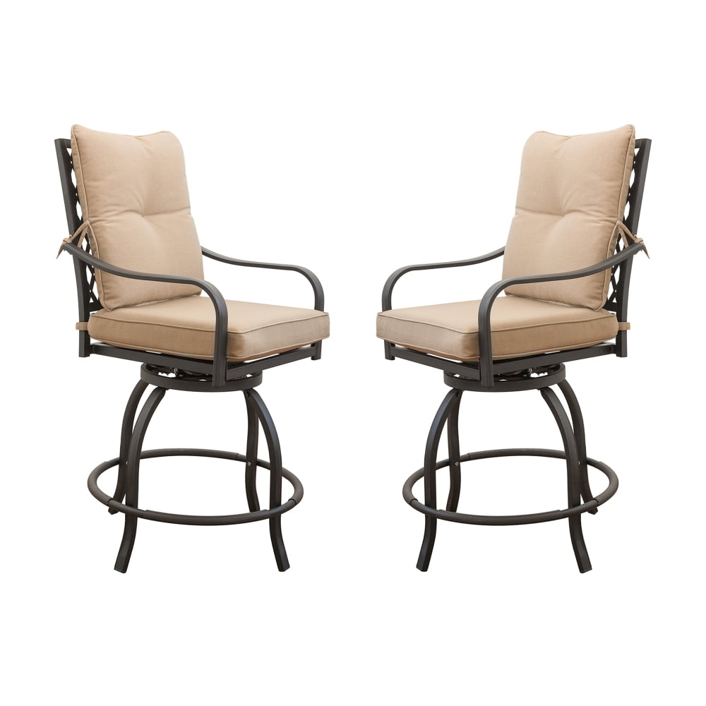 Gzxs Patio Swivel Metal Bar Stools Set of 2, Outdoor Counter Height ...
