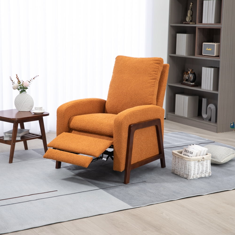 Gzxs Push Back Recliner Chair, Boucle Upholstered Recliner Armchair ...